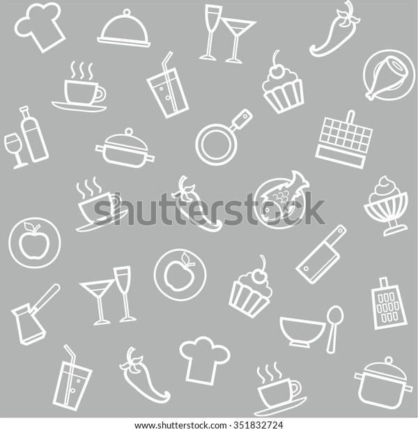 Background Cuisine Cooking Seamless Gray Vector Stock Vector (Royalty ...