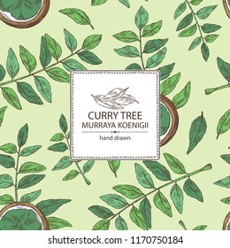 Background Curry Tree Branch Powder Curry Stock Vector (Royalty Free ...