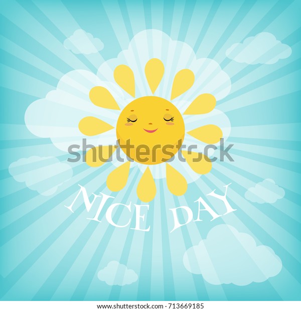 Background Cute Smiling Cartoon Sun Nice Stock Vector (Royalty Free ...