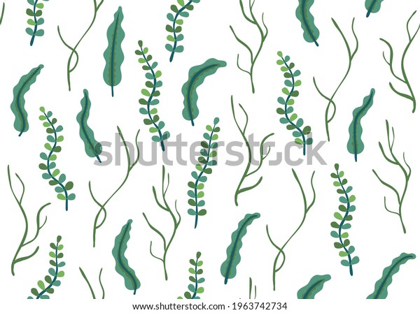 Background Different Underwater Sea Plants Green Stock Vector (Royalty ...