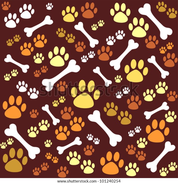 Background Dog Paw Print Bone Vector Stock Vector (Royalty Free ...