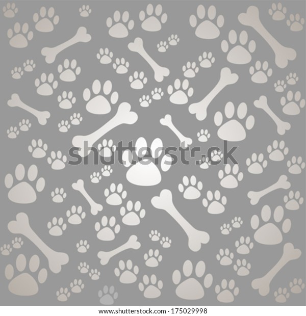 Background Dog Paw Print Bone Vector Stock Vector (Royalty Free) 175029998