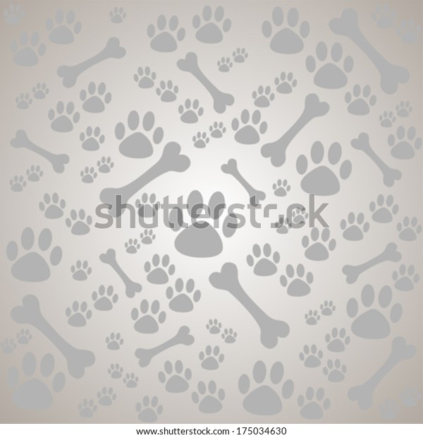 Background Dog Paw Print Bone Vector Stock Vector (Royalty Free ...