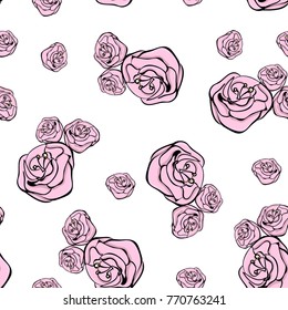 Simple Roses Pattern On White Background Stock Vector (Royalty Free ...