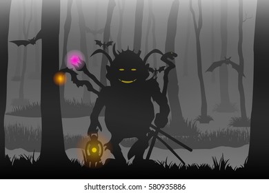 Background Fog Creature Magic Staff Stock Vector (Royalty Free ...