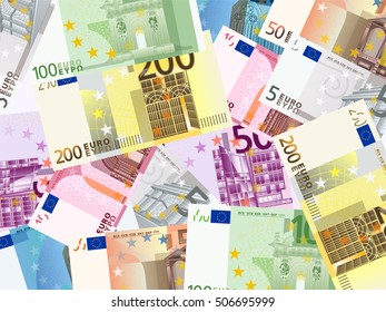 Background Formed Different Euro Banknotes Vector Stock Vector (Royalty ...