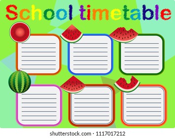 Background Frame Design School Timetable Scheduleweekly Stock Vector ...