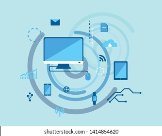 Background Future Technologies Blue Colors Computer Stock Vector ...