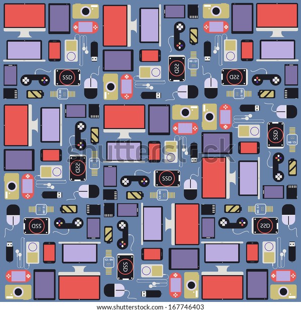 Background Gadget Other Electronics Flat Design Stock Vector (Royalty ...