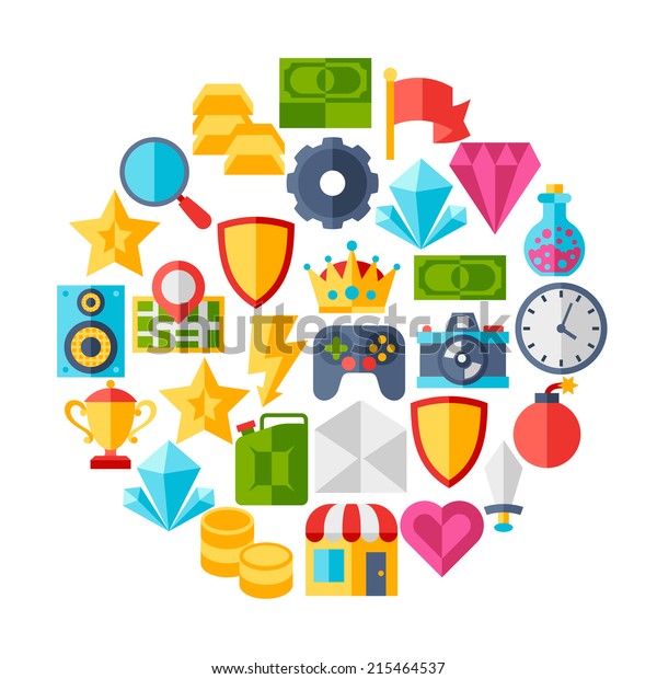 Background Game Icons Flat Design Style Stock Vector (Royalty Free ...