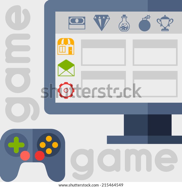 Background Game Icons Flat Design Style Stock Vector (Royalty Free ...