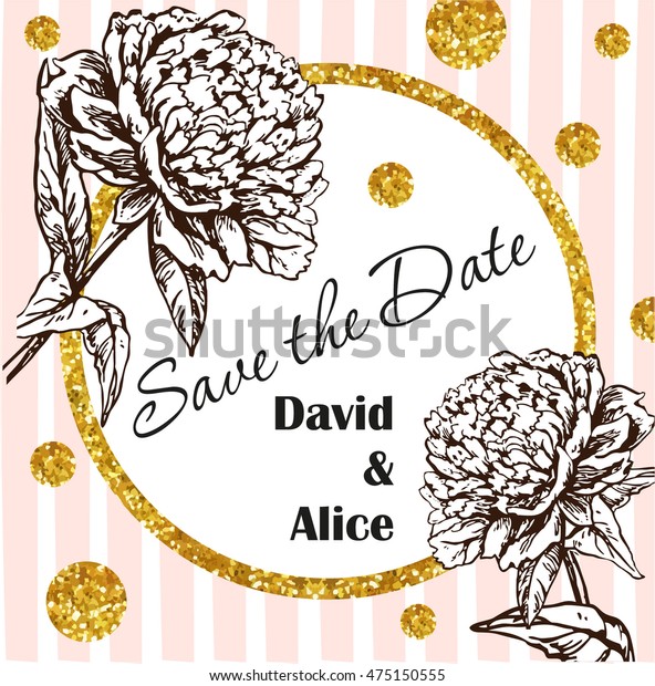 Background Gold Frame Flowers Wedding Background Stock Vector (Royalty ...
