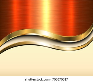 Background Gold Metallic Orange Brushed Metal Stock Vector (Royalty ...