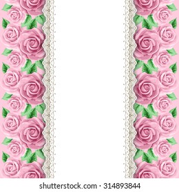 Background Hand Drawn Roses Lace Borders Stock Vector (Royalty Free ...