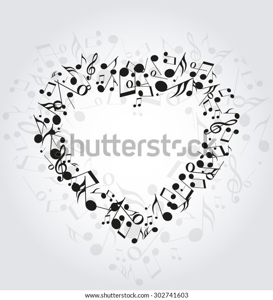 Background Heart Made Musical Notes Stock Vector (Royalty Free ...