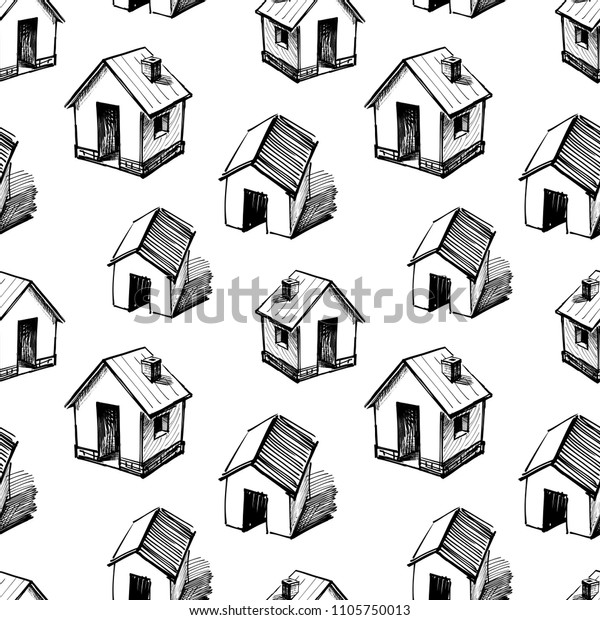 Background Houses Sketches Stock Vector (Royalty Free) 1105750013 ...