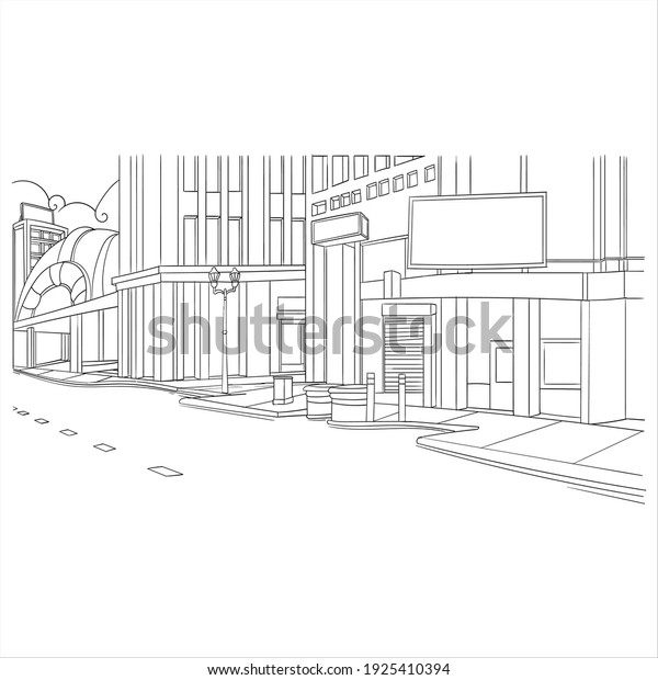 Background Line Art Building Illustration Stock Vector (Royalty Free ...