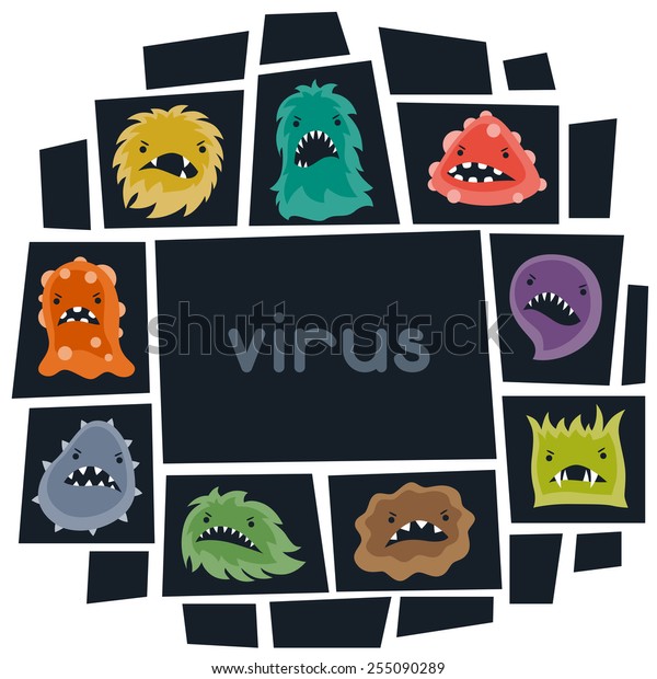 Background Little Angry Viruses Microbes Monsters Stock Vector (Royalty ...