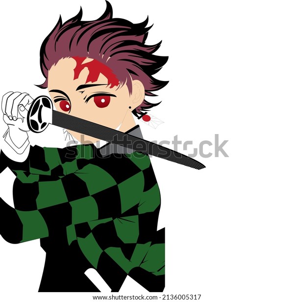 Background Logo Kamado Tanjiro Main Protagonist Stock Vector (Royalty ...
