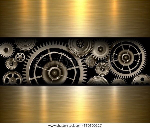 Background Metallic Gears Vector Shiny Metal Stock Vector (Royalty Free ...