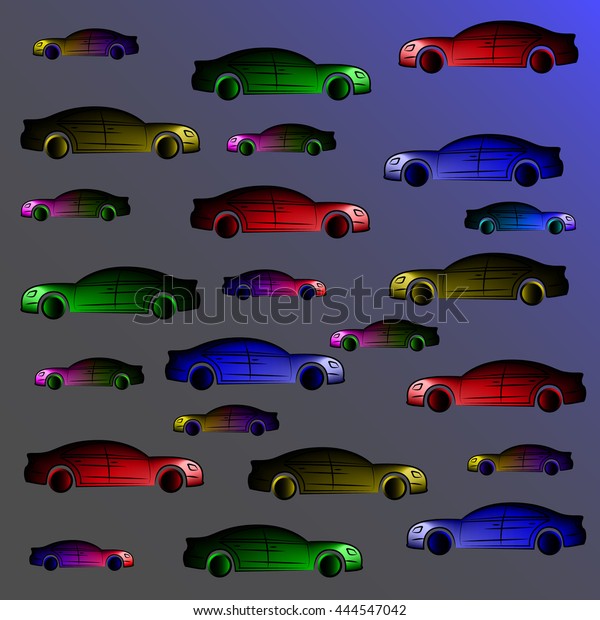 Background Multi Colored Cars Metallic Colored Stock Vector (Royalty ...