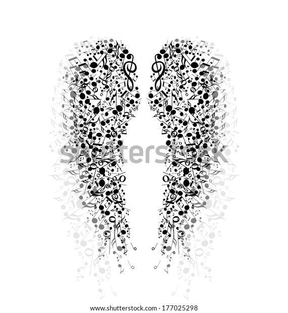 Background Musical Notes Shape Wings Stock Vector (Royalty Free ...