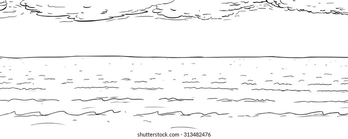 Background Outline Illustration Wide Ocean Water Stock Vector (Royalty ...