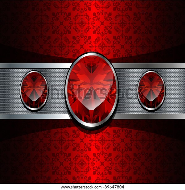 Background Red Gems Oriental Ornaments Vector Stock Vector (Royalty ...