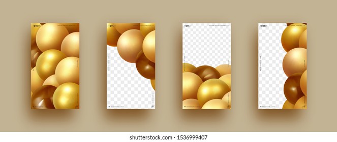 Background Render 3d Golden Balls Round Stock Vector (Royalty Free ...
