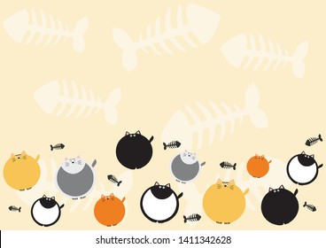 Background Round Cartoon Cats Stock Vector (Royalty Free) 1411342628 ...