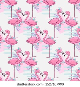 Background Seamless Vector Flamingo Design Print Stock Vector (Royalty ...