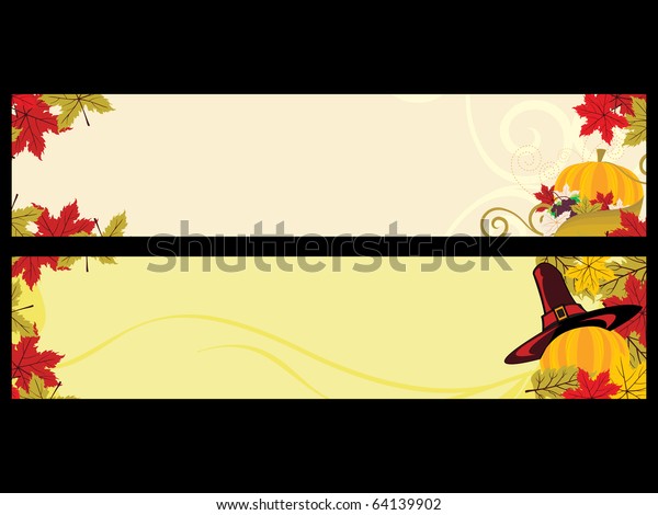 Background Set Thanksgiving Day Header Vector Stock Vector (Royalty ...