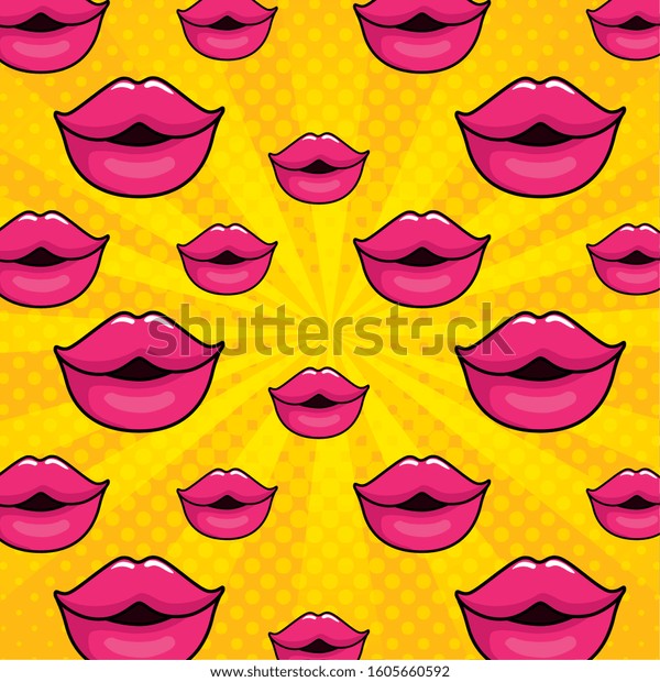 Background Sexy Lips Pop Art Style Stock Vector Royalty Free
