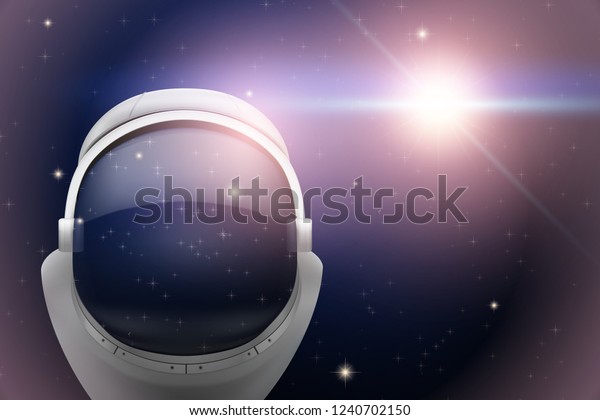 Background Space Astronaut Helmet Reflection Space Stock Vector ...