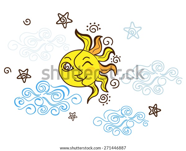 Background Sun Moon Child Illustrations Stock Vector (Royalty Free ...