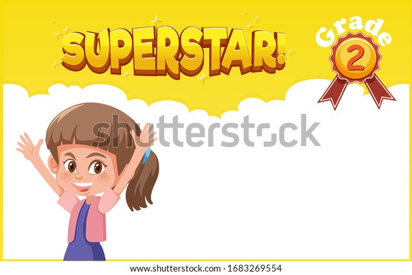 Background Template Design Happy Girl Word Stock Vector (Royalty Free ...