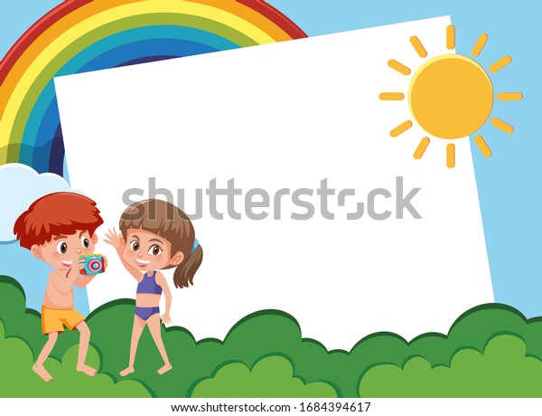 Background Template Design Kids Garden Illustration Stock Vector ...