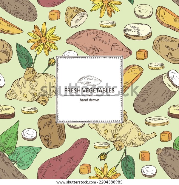 Background Vegetables Batat Tuber Yams Sweet Stock Vector (Royalty Free ...