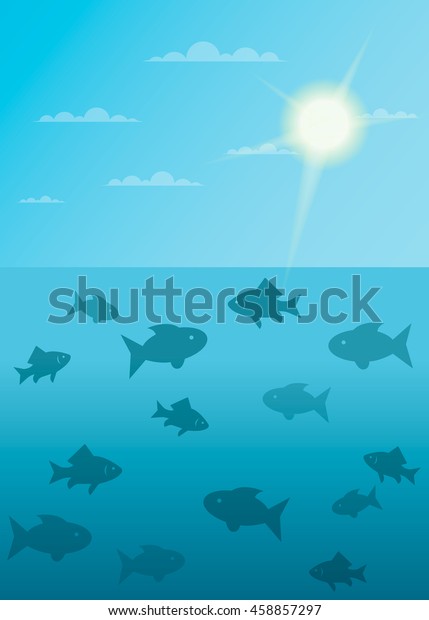 Background Water Surface Fish Sky Sun Stock Vector (Royalty Free) 458857297