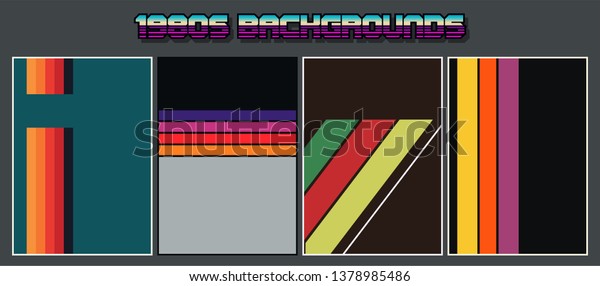 Backgrounds Set 1980s Stripes Retro Colors Stock Vector (Royalty Free ...