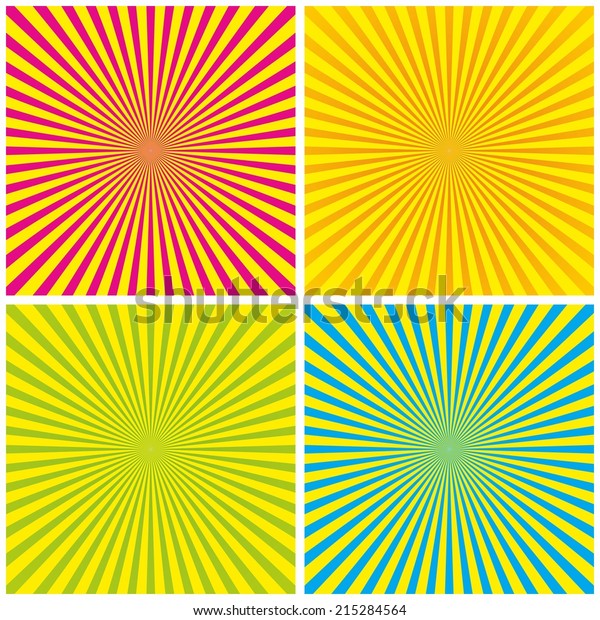 Backgrounds Set Radial Rays Vector Illustration Stock Vector (Royalty ...