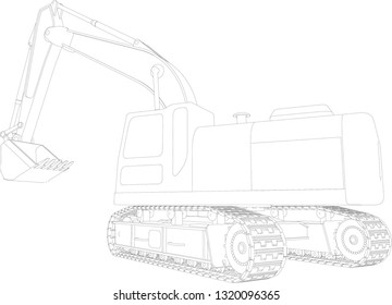 Backhoe Line Graphic Stock Vector (Royalty Free) 1320096365 | Shutterstock