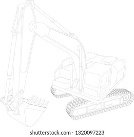 Backhoe Line Graphic Stock Vector (Royalty Free) 1320097223 | Shutterstock