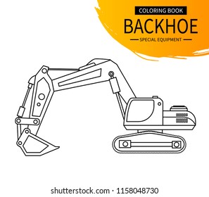 Backhoe Line Illustration Coloring Book Preschool Stock Vector (Royalty ...