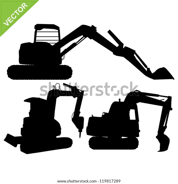 Backhoe Silhouette Vector: vector de stock (libre de regalías ...