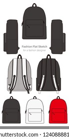 Backpack Design Illustration Flat Sketches Template Stock Vector ...