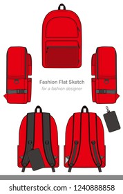 Backpack Design Illustration Flat Sketches Template Stock Vector ...