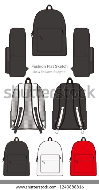 Backpack Design Illustration Flat Sketches Template Stock Vector ...
