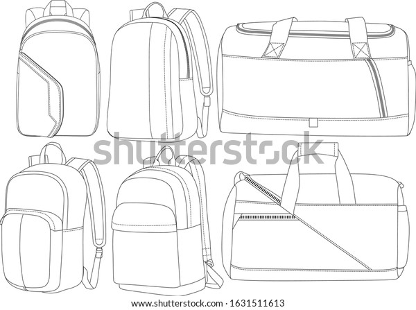 Backpack Duffle Luggage Cad Template Design: เวกเตอร์สต็อก (ปลอดค่า ...