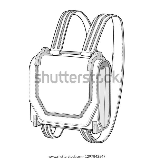 Backpack Fashion Flat Technical Drawing Vector Stock Vector (Royalty ...